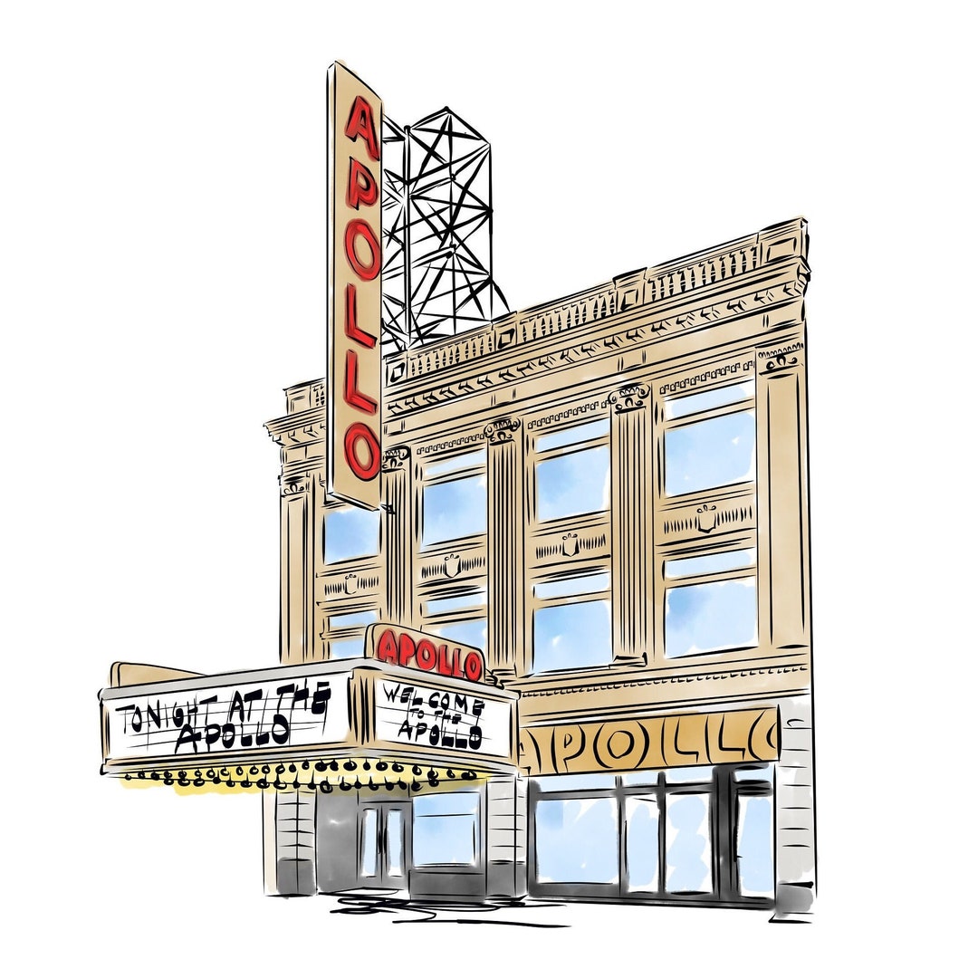 Apollo Theater New York Landmark Wall Art Custom NYC Illustration ...