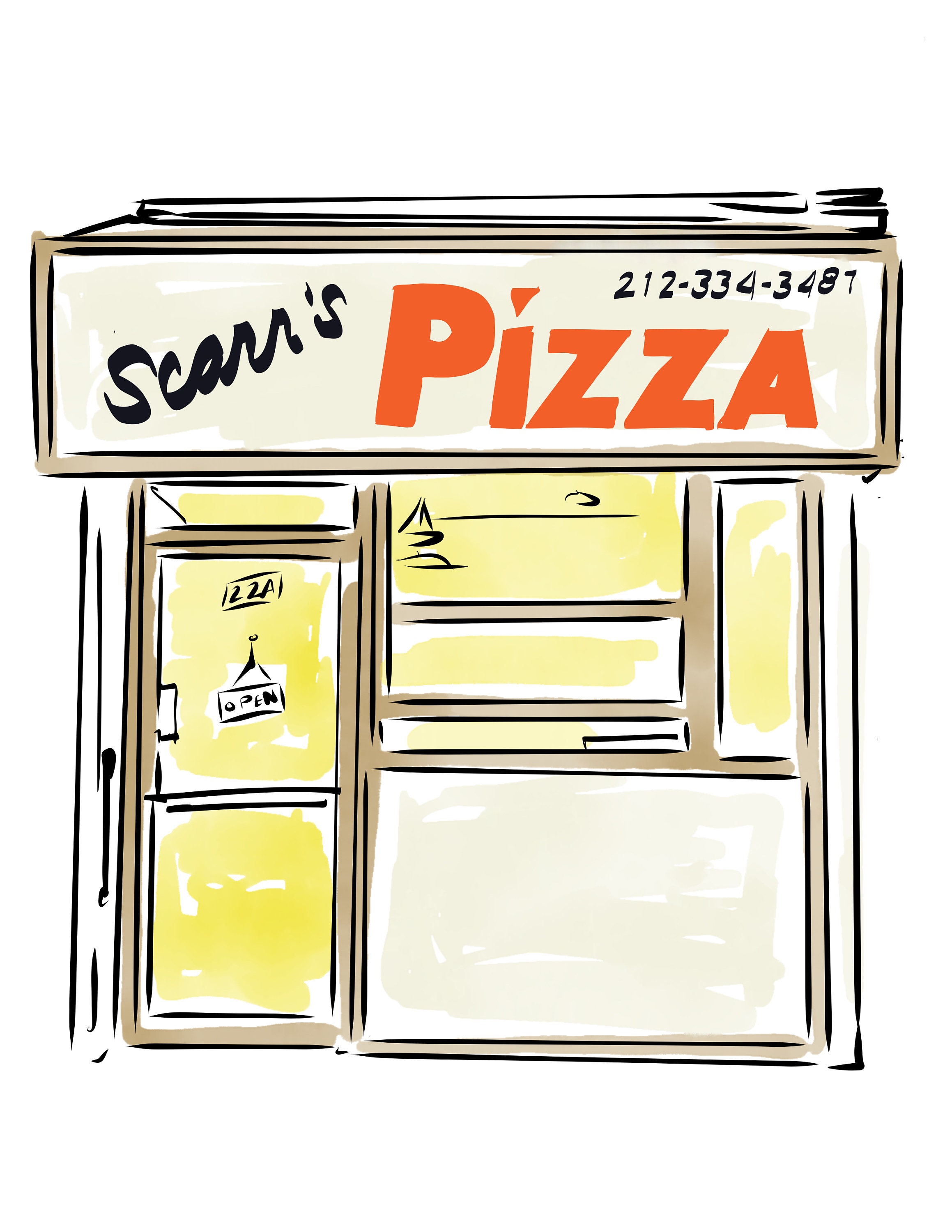 Pizza Restaurant Cartoon