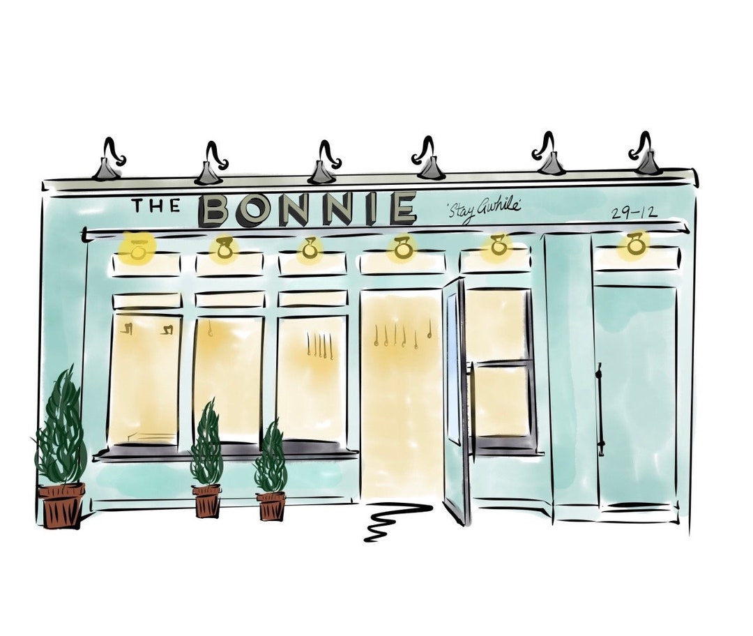 The Bonnie Queens NYC Restaurant Art Custom Illustration for Birthday ...