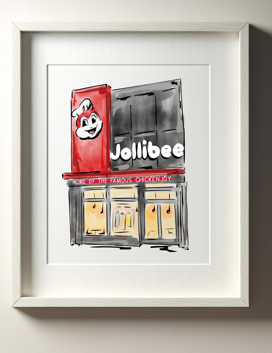 Jollibee Food Illustration Custom Art for Kitchen Birthday Gift for Him ...