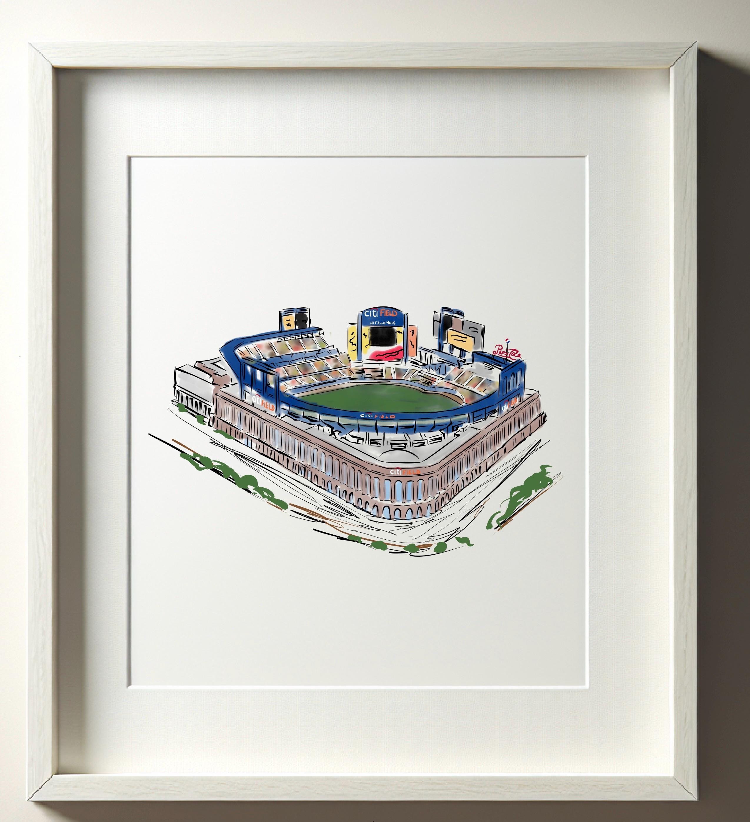 Citifield New York Mets Baseball Art Sport Landmark Gift for Mets Fan ...