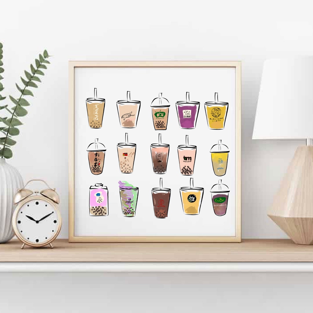 Boba Tea New York City Restaurant Art Decor Custom Art Illustration of ...