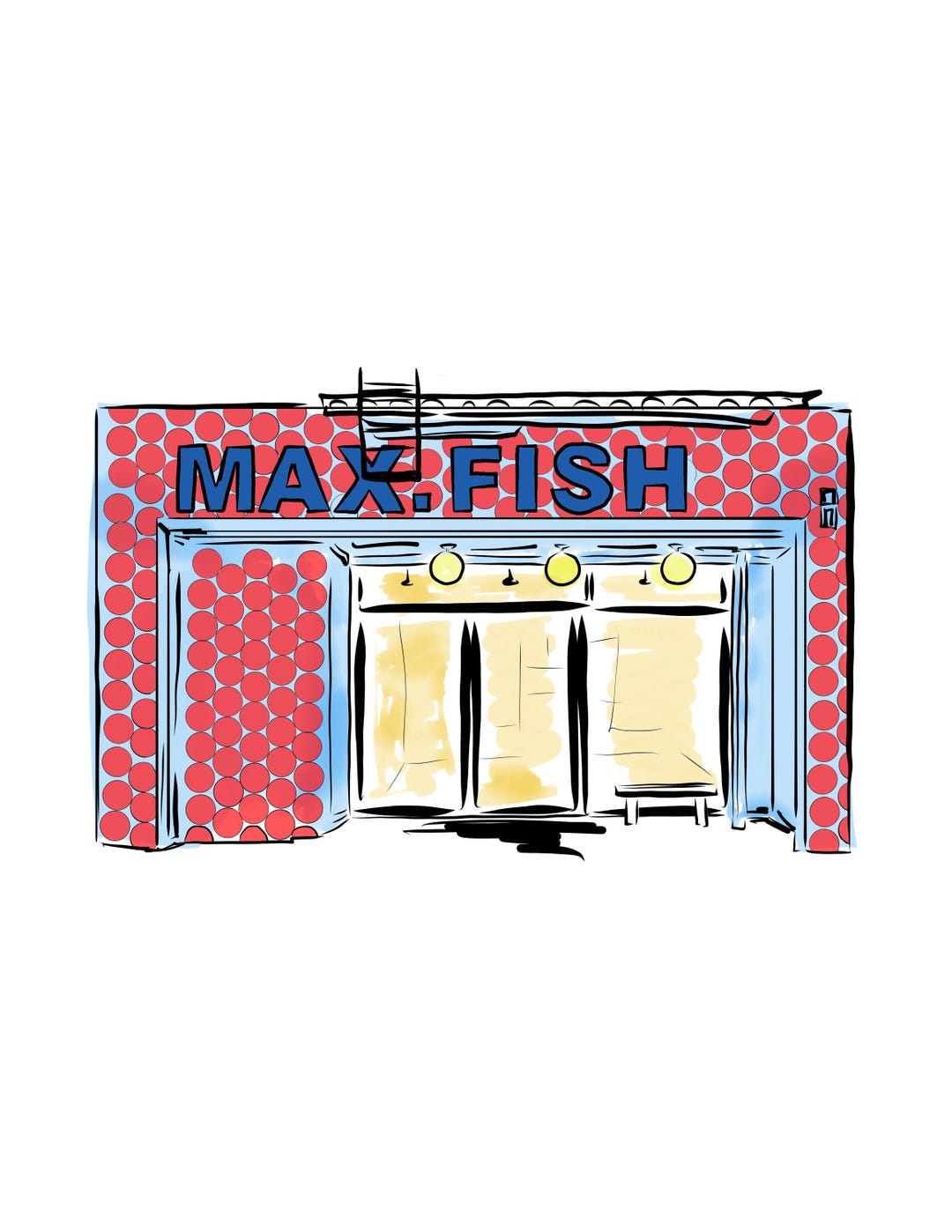 Max Fish New York Bar Art Custom NYC Illustration Birthday Gift for ...