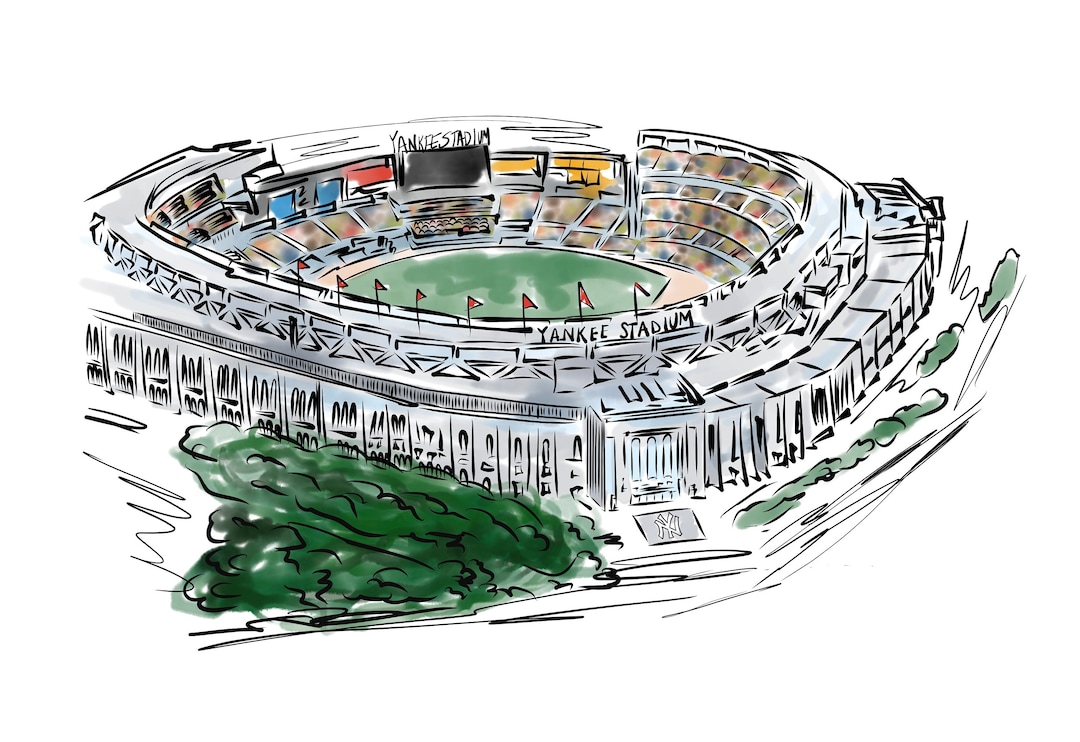 Yankee Stadium New York Illustration of Baseball Illustration of Sports ...