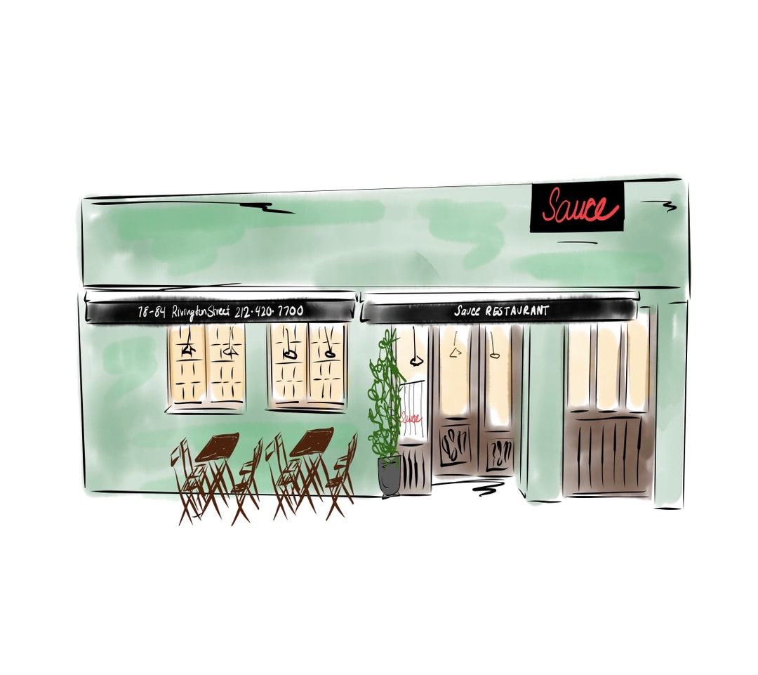 Sauce New York Italian Restaurant Wall Art Custom NYC Illustration ...