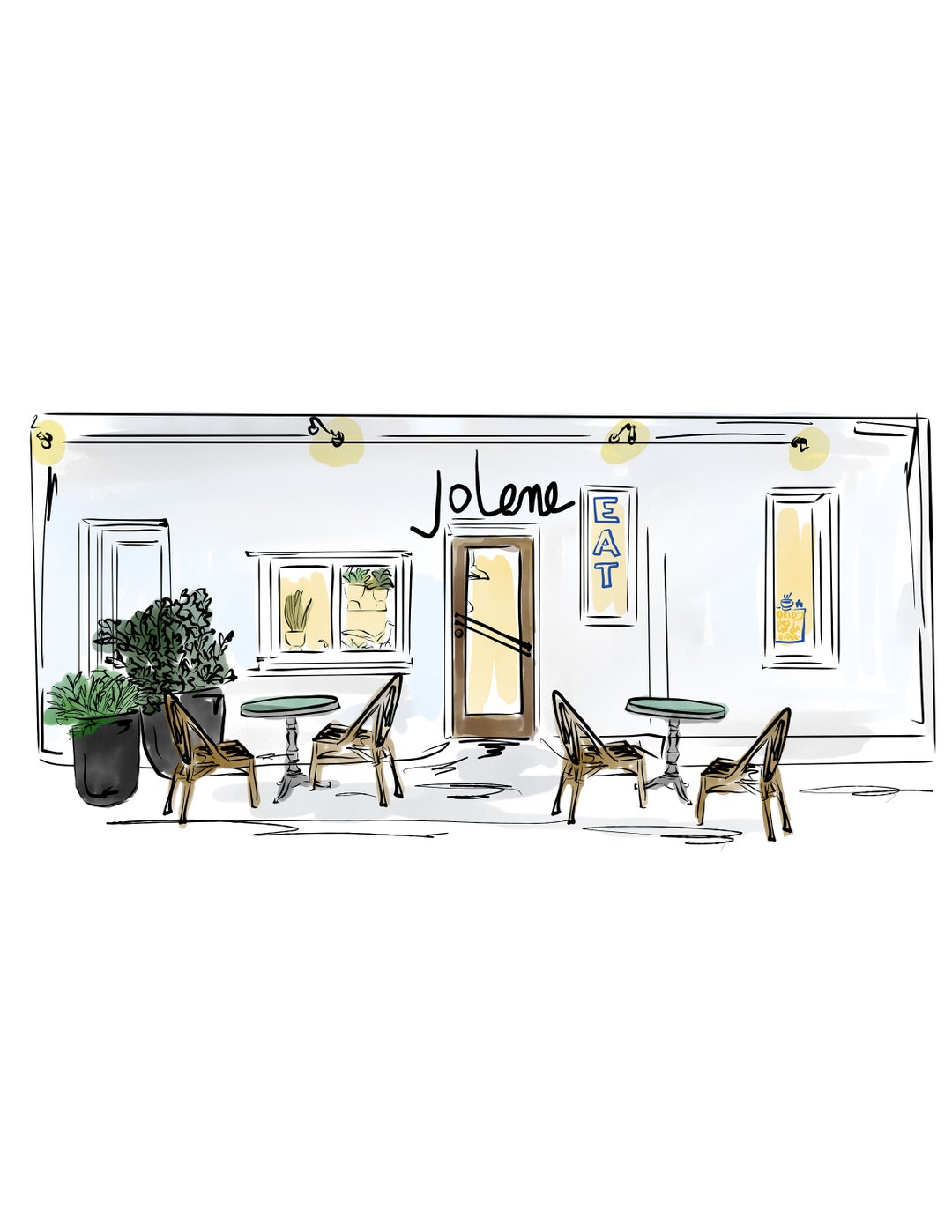 Jolene New York Restaurant Wall Art Custom NYC Illustration Birthday ...