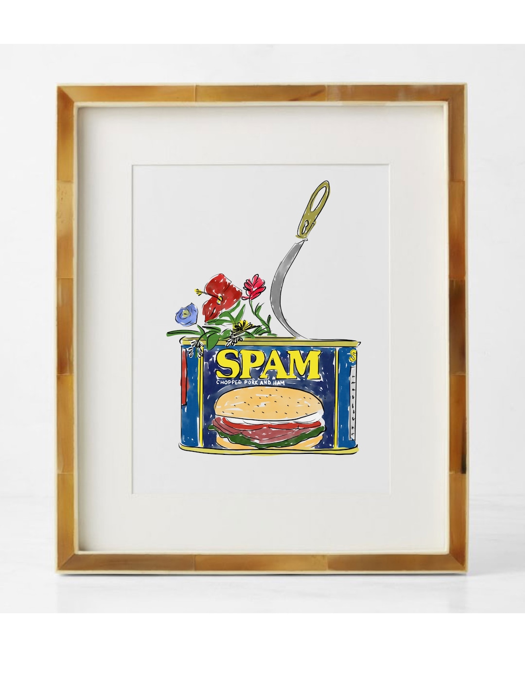 Spam Food Illustration Custom Art for Kitchen Birthday Gift for Him ...