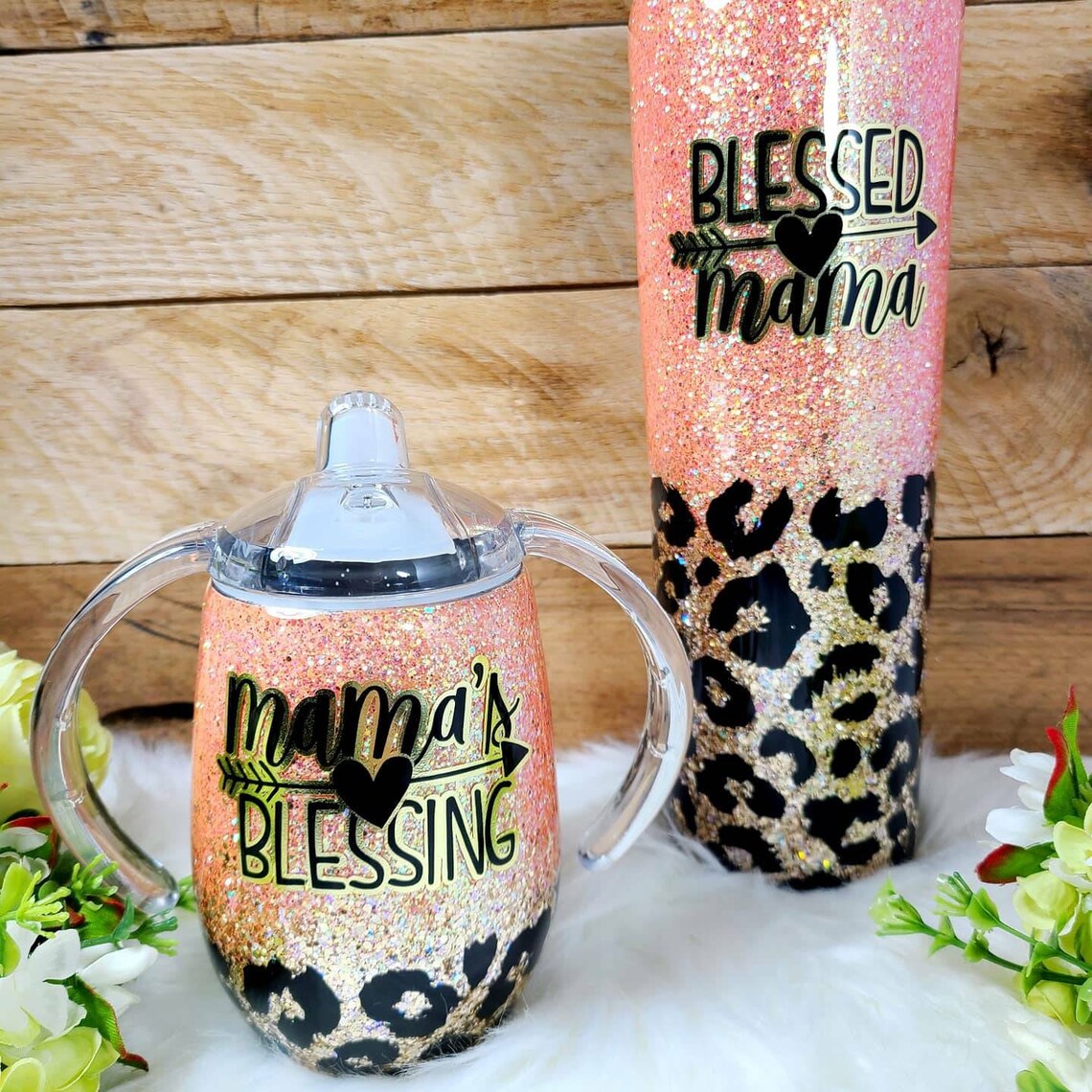 Mommy And Me Tumbler Glitter Tumbler Set Mommy And Me Set Etsy