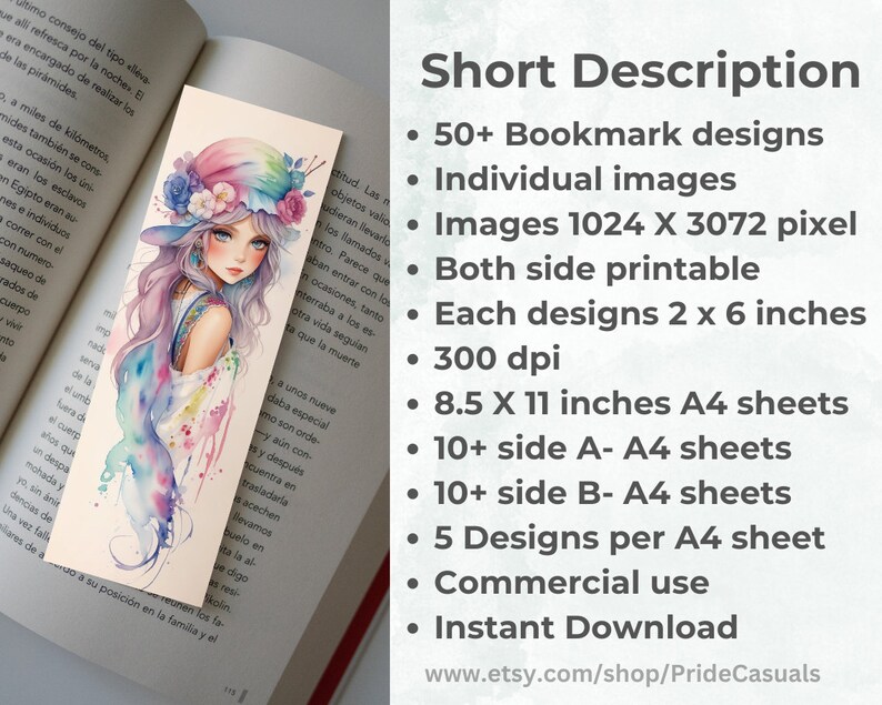 50 Watercolor Boho Girl Printable Bookmarks Bohemian Fashion - Etsy