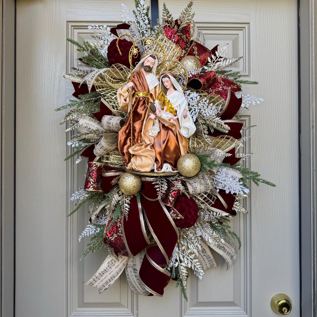 Christmas Wreath, Christmas Swag, Jesus Wreath, Nativity Wreath ...