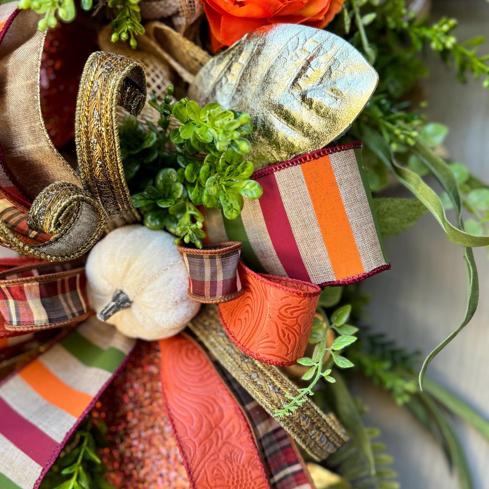 Fall Wreath | Harvest Wreath With Velvet Pumpkins | Fall Door Decor - Etsy
