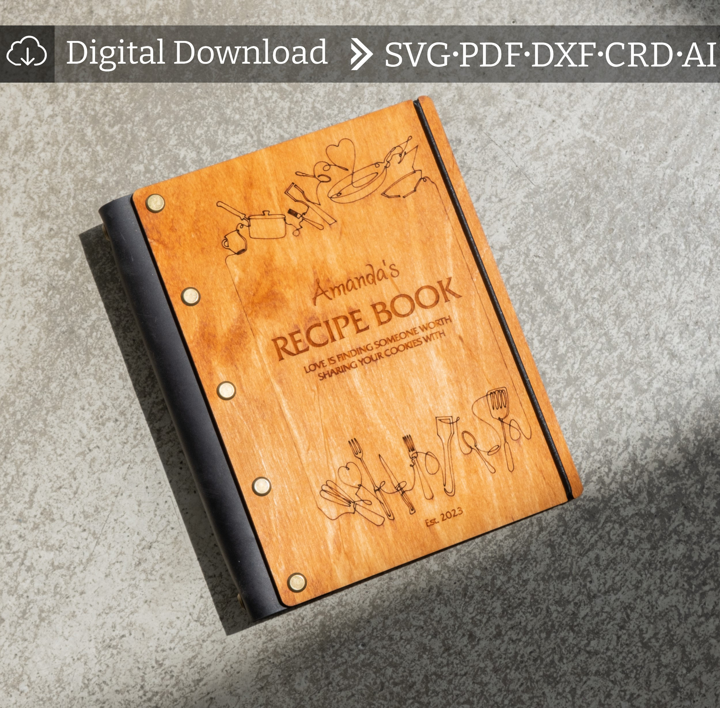 Recipe Book Svg, Recipe Book Laser Cut, Recipe Binder Svg, Recipe ...