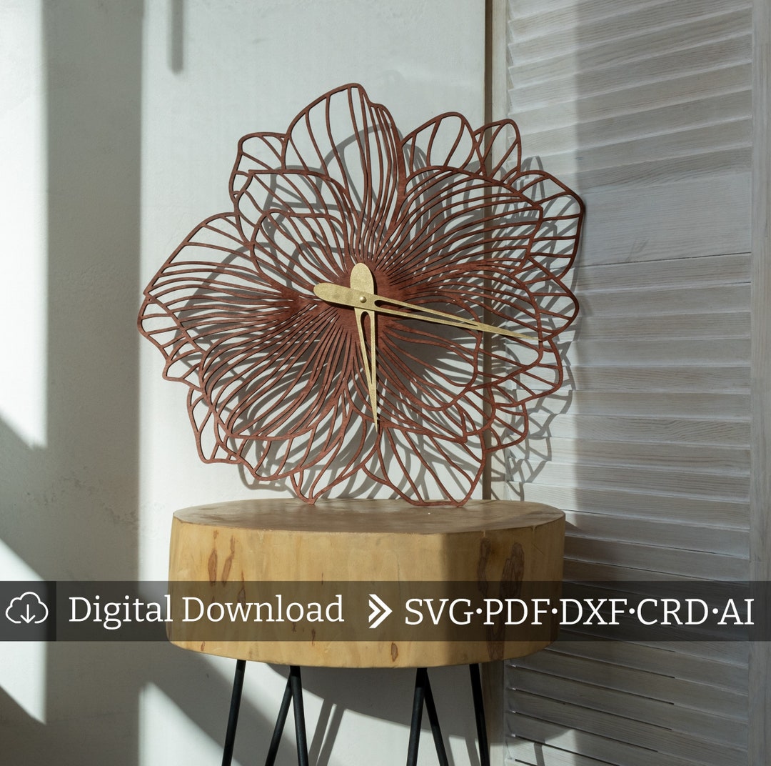 Wall Clock Laser Cut, Wall Clock Pattern, Wood Wall Clock Pattern, Wood ...