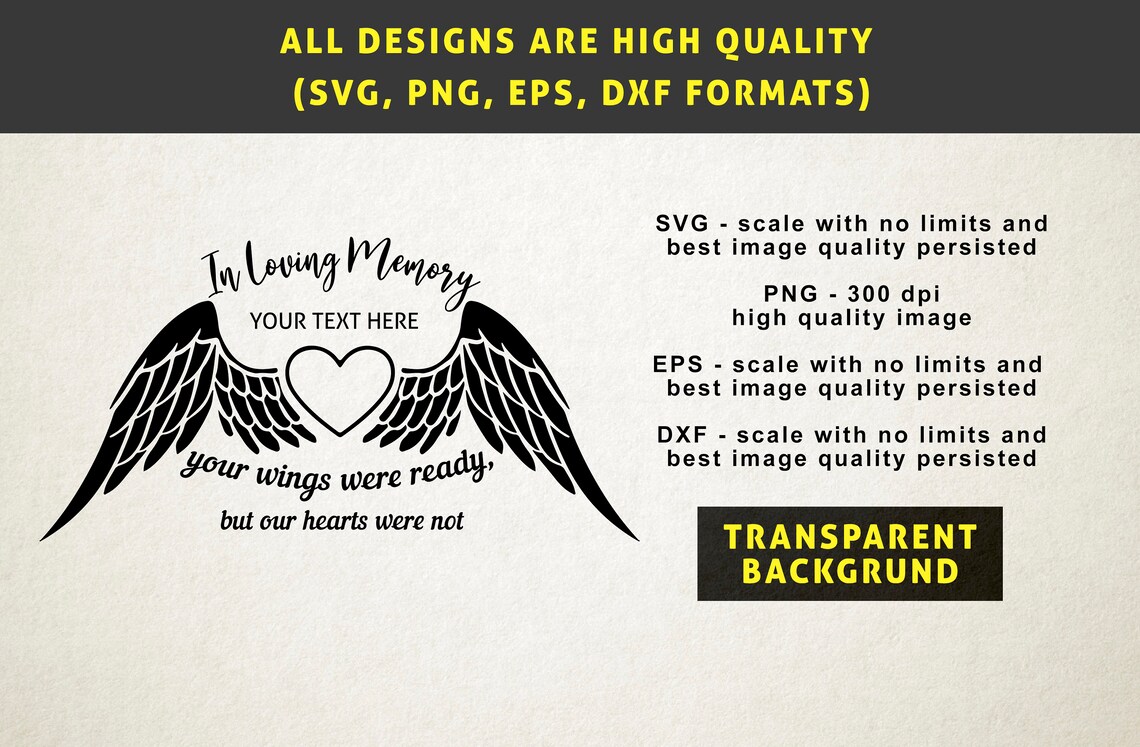 In Loving Memory Svg Angel Wings in Loving Memory Svg for | Etsy