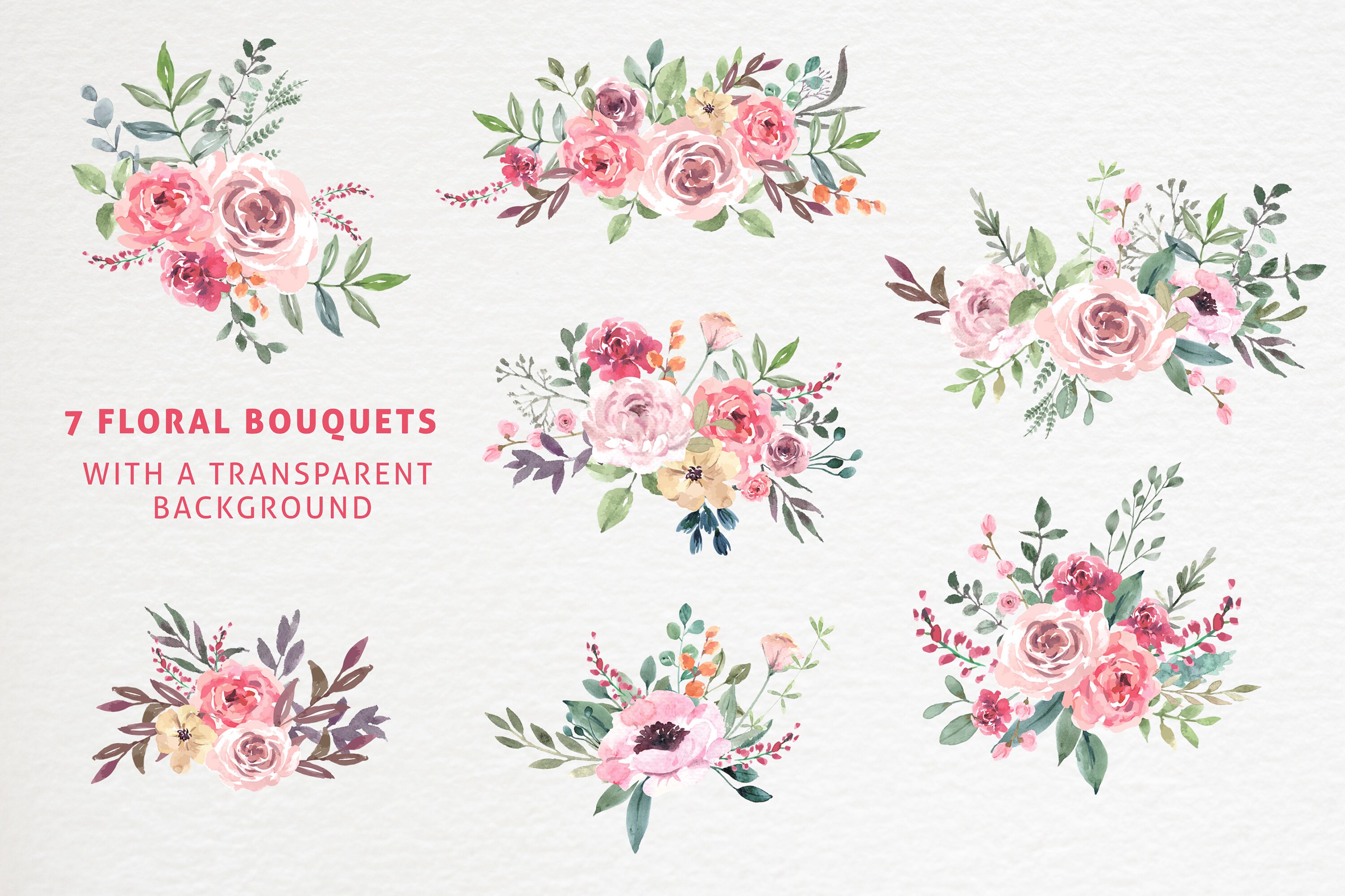 Floral Watercolor Clipart, Floral Clipart Peonies, Floral Arrangement ...