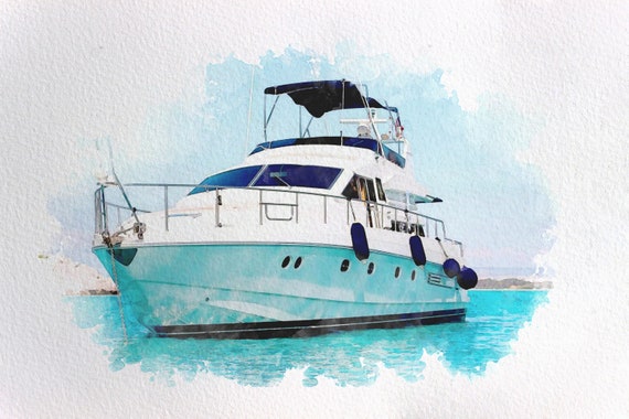 Custom Watercolor Boat Art Custom Boat Portrait Custom Boat | Etsy