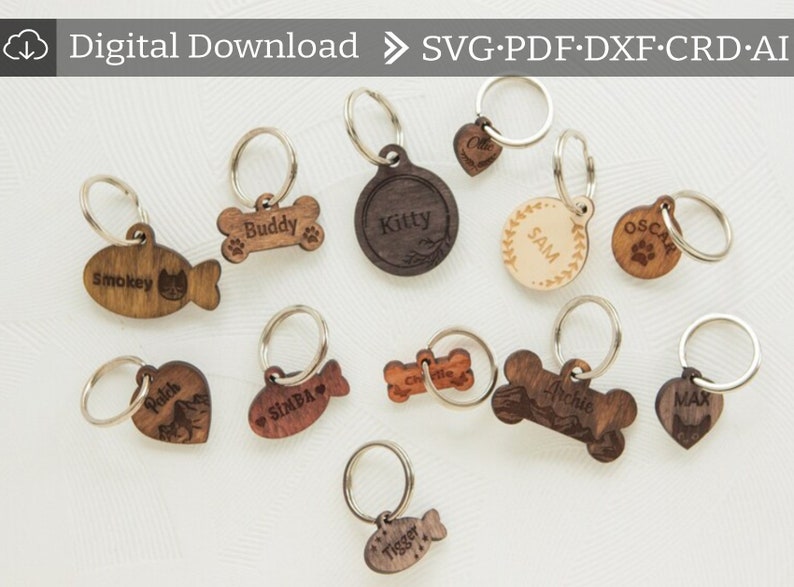 Dog Tags Laser Cut, Cat Tags Laser Cut, Pet Tags Laser Cut, Dog Id Svg ...