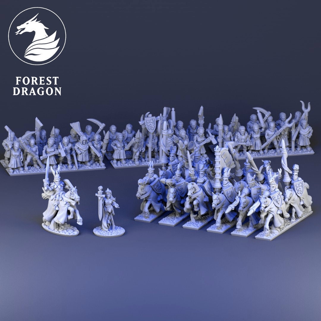 Breton Knights Starter Army 1 Forest Dragon 10mm Fantasy Warmaster ...