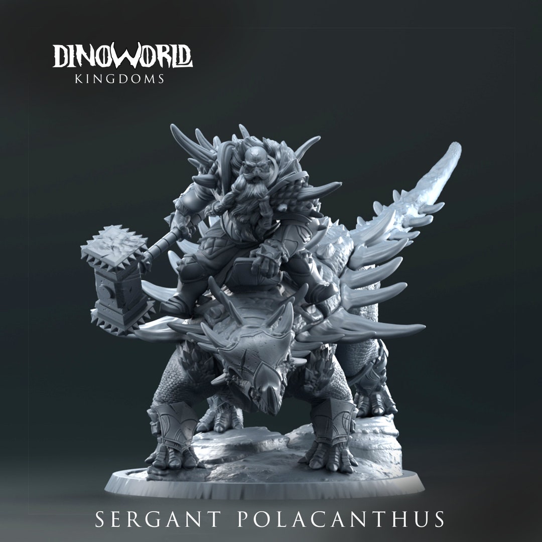 Dwarf Paladin Mounted Dinoworld Kingdom 3d Printed Dinosaur Tabletop ...
