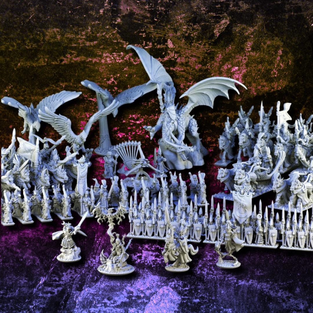 Noble High Elves Army - Forest Dragon | 10mm Fantasy Warmaster Kings of War 3d Printed Tabletop ...