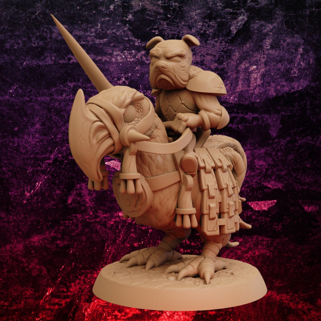Bulldog Rider Axebeak Chibi Models Fantasy Tabletop Game - Etsy