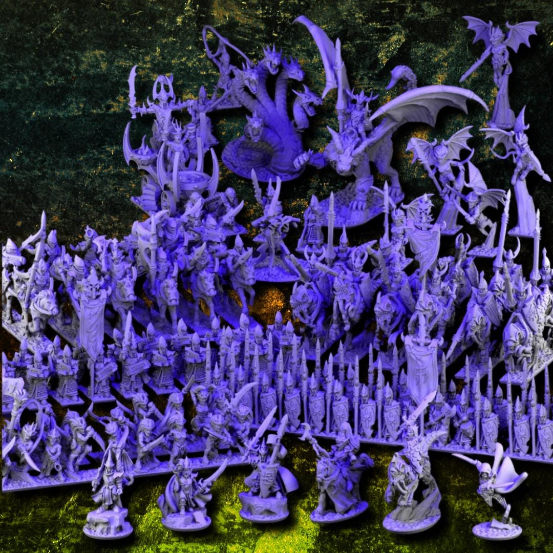 Dire Elf Army - Forest Dragon | 10mm Fantasy Warmaster Kings of War 3d ...