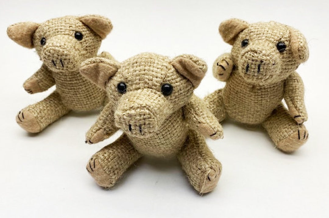 Burlap Jointed 5-inch Pig, Fabric Pig Set of 3 - Etsy