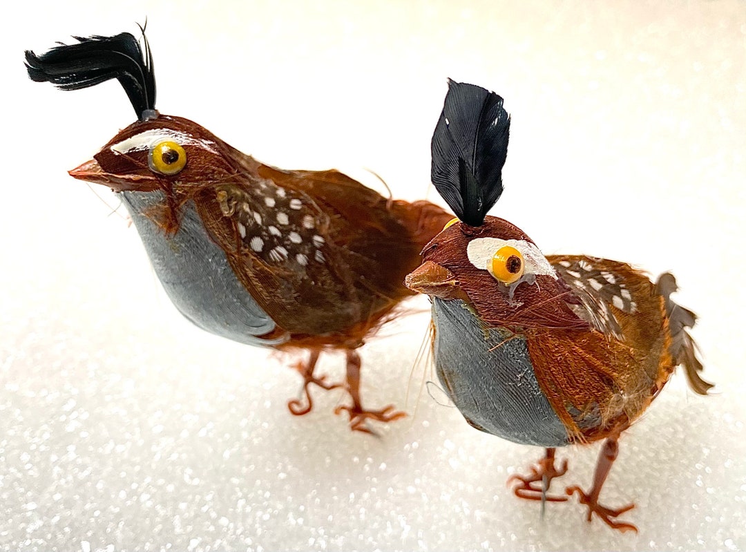 Artificial Bird, Feathered Bird, Quail Set of 4 - Etsy