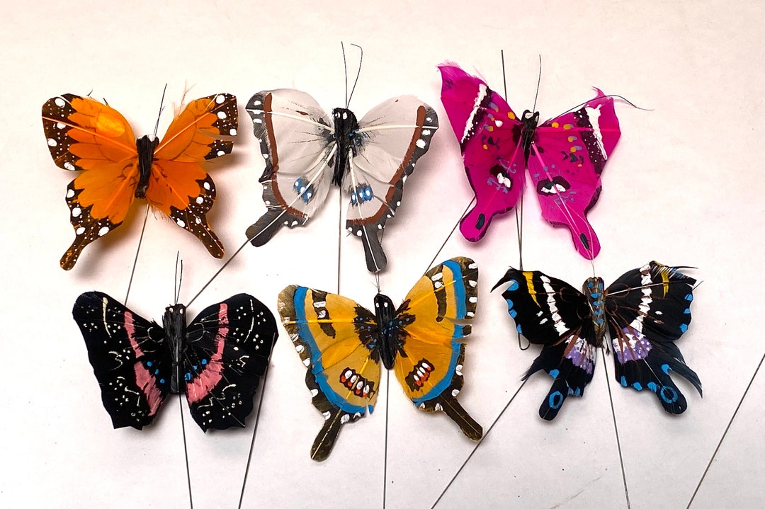 Butterflies, Feathered Butterflies Set of 6 - Etsy