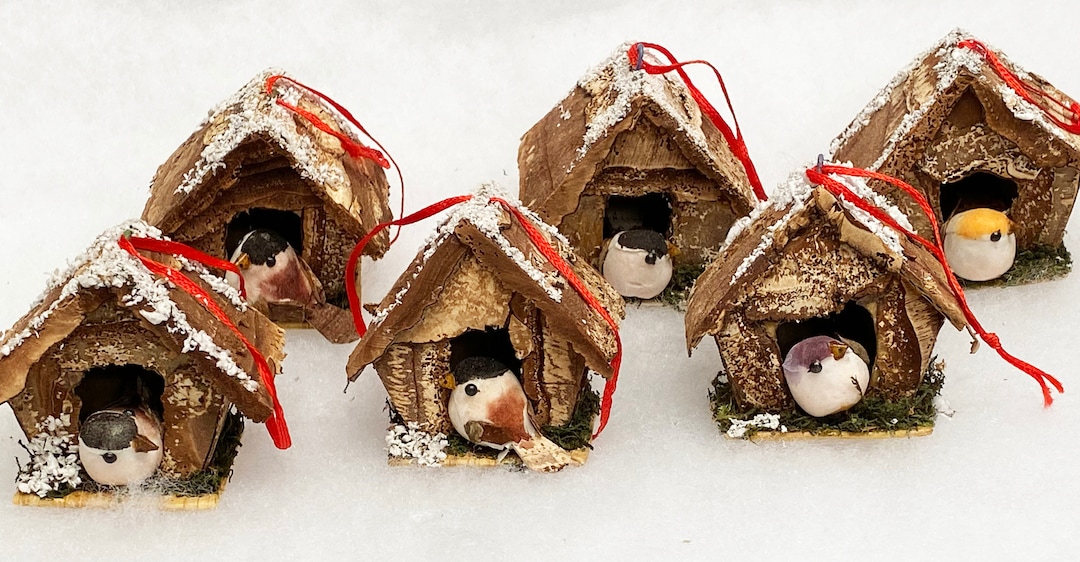 Miniature Bird Houses, Miniature Bird Houses With Birds, Set of 12 - Etsy