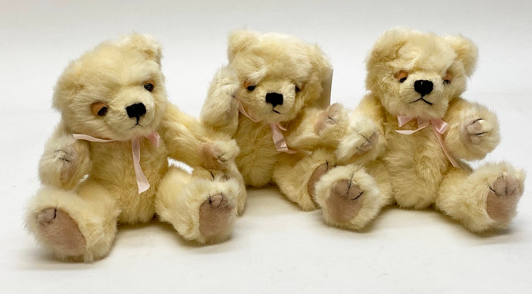 Plush Jointed Bears With Pink Bow Tie, Stuffed Bears, Plush Bears, - Etsy