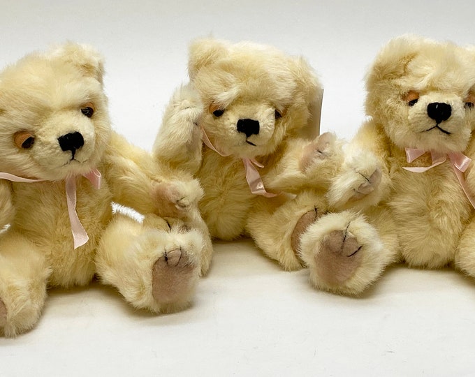 Plush Jointed Bears With Pink Bow Tie, Stuffed Bears, Plush Bears, - Etsy