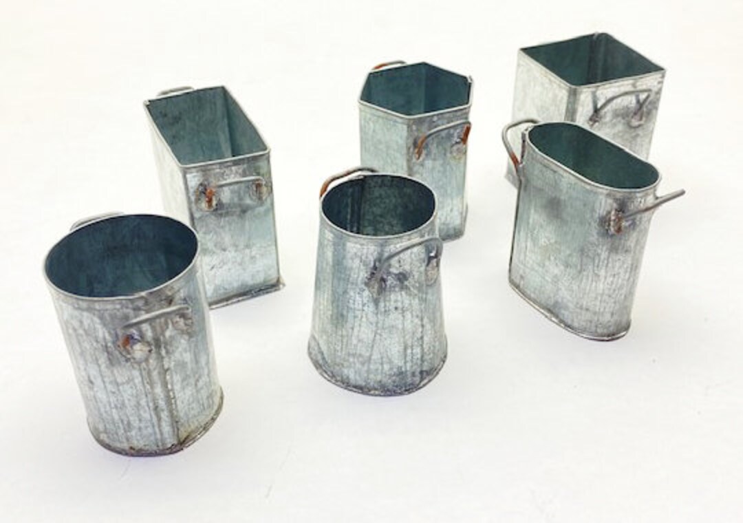 Miniature Tin Buckets Set of 6 - Etsy