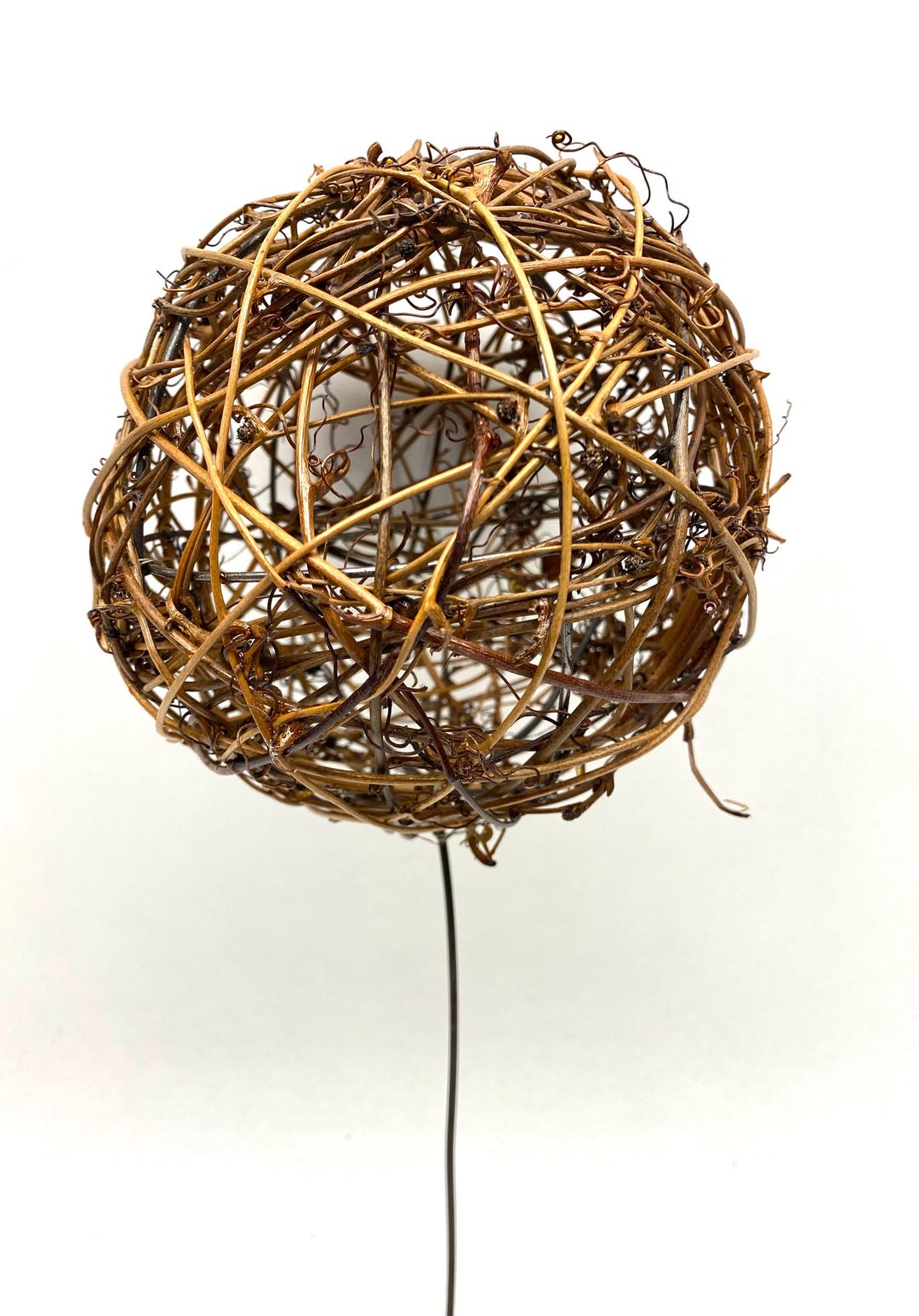 5 Inch Wood Twig Ball W/8 Inch Wire Stem-set of 2 - Etsy