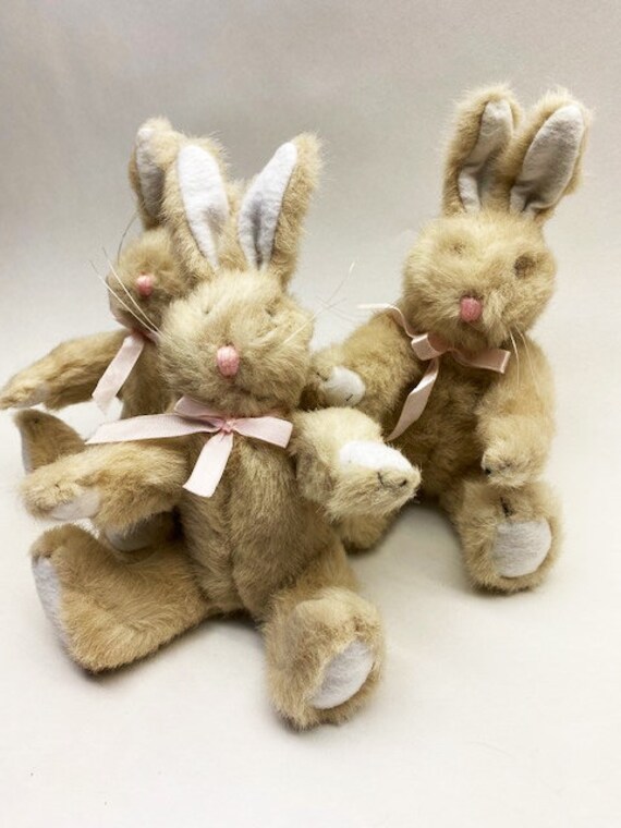 Plush Jointed Bunny Set of 2 - Etsy