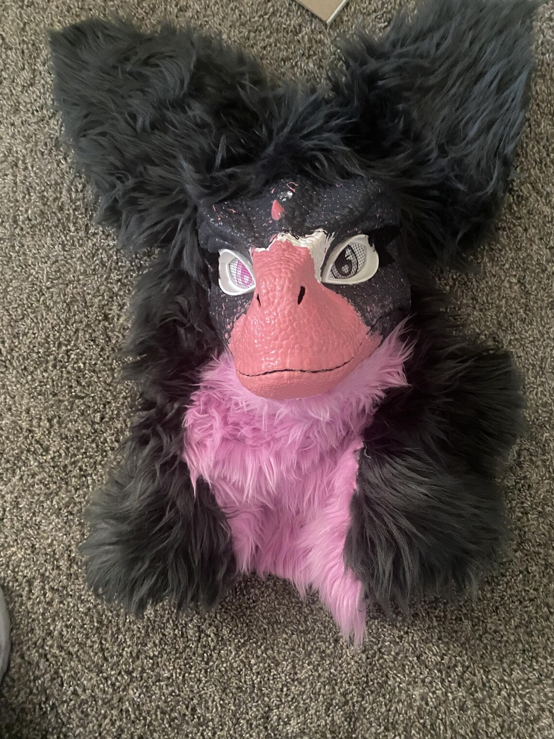 Dino Mask Pink and Black Fursuit Partial - Etsy