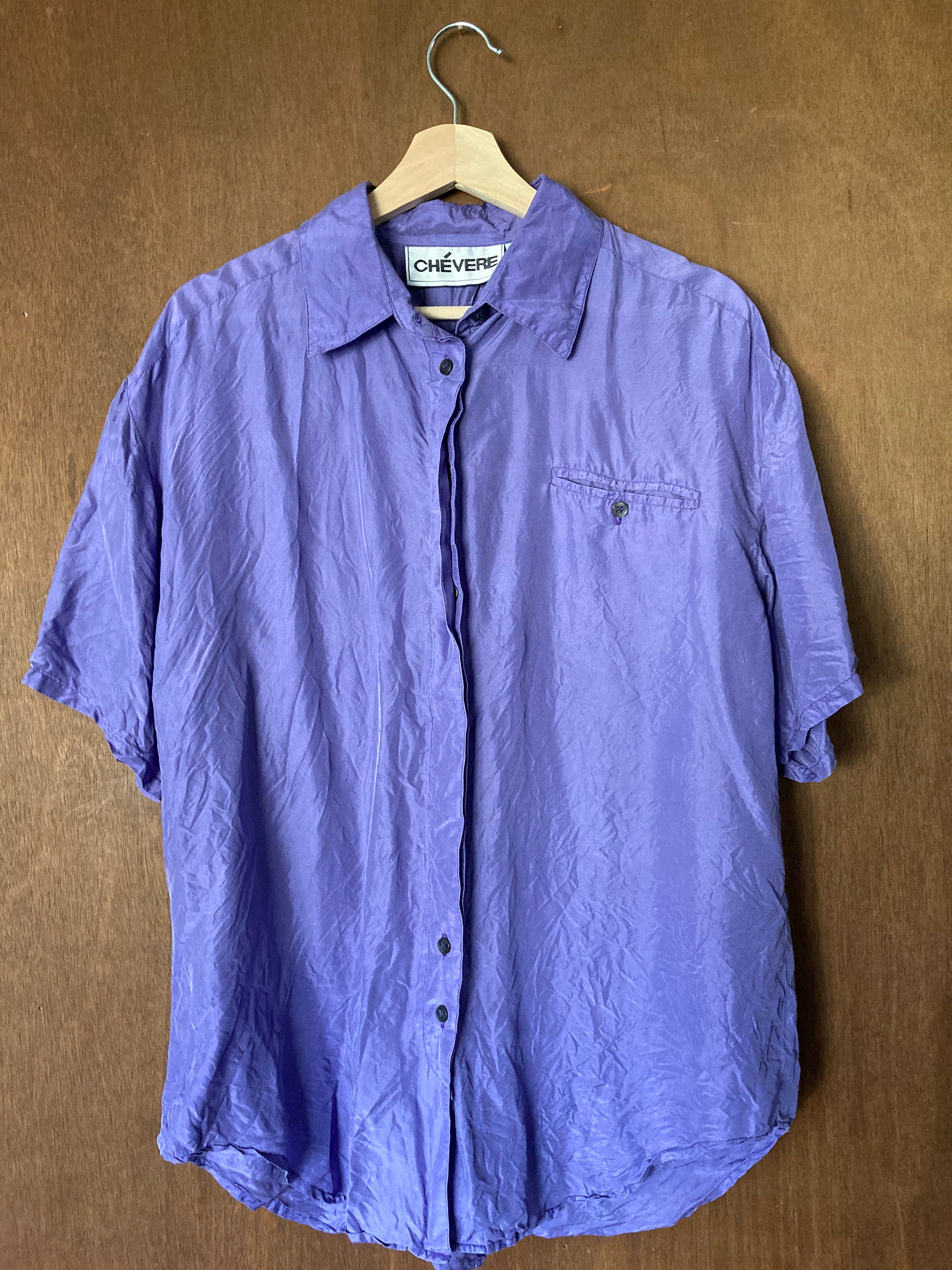 90's Lavender Silk Short Sleeve Button Up Shirt//M-L - Etsy