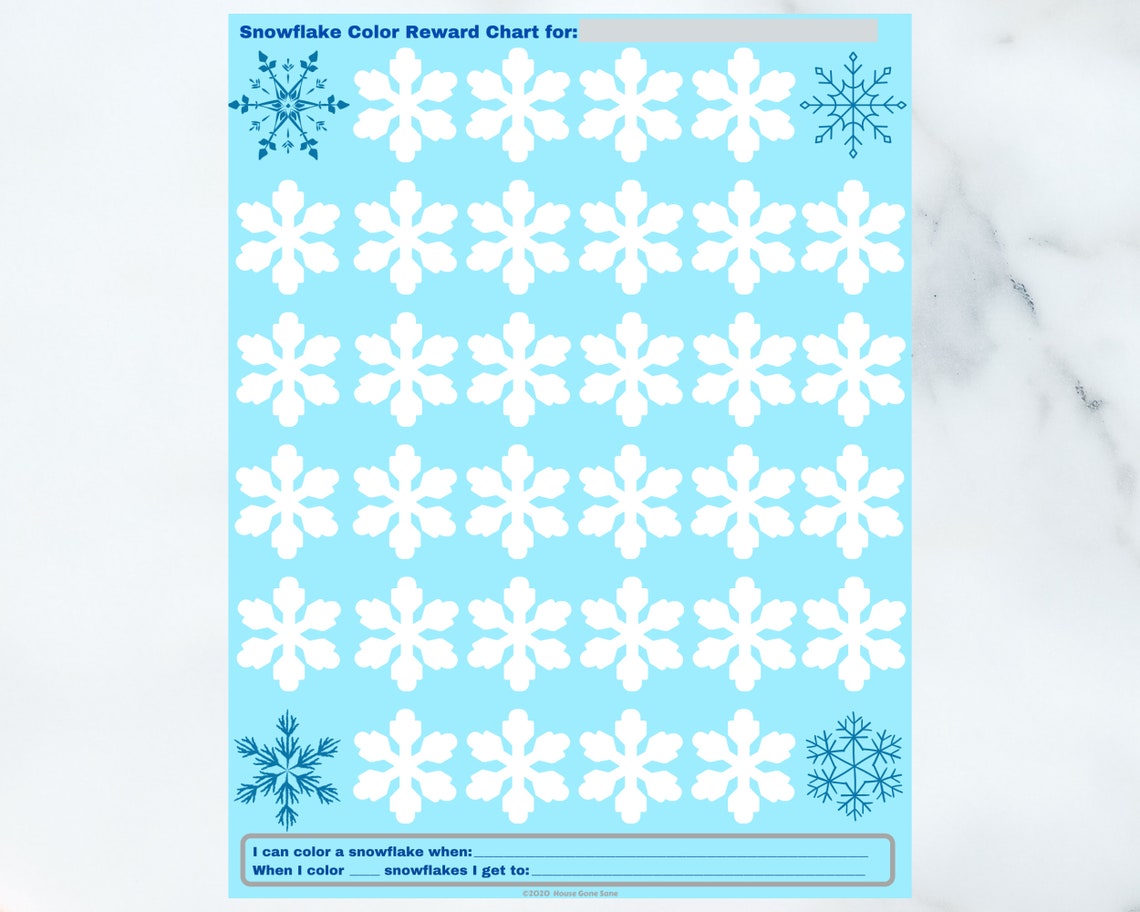 Printable Winter Snowflake & Snowman Toddler Color Reward Charts - Etsy
