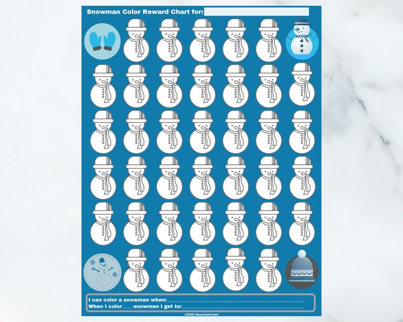 Printable Winter Snowflake & Snowman Toddler Color Reward Charts - Etsy