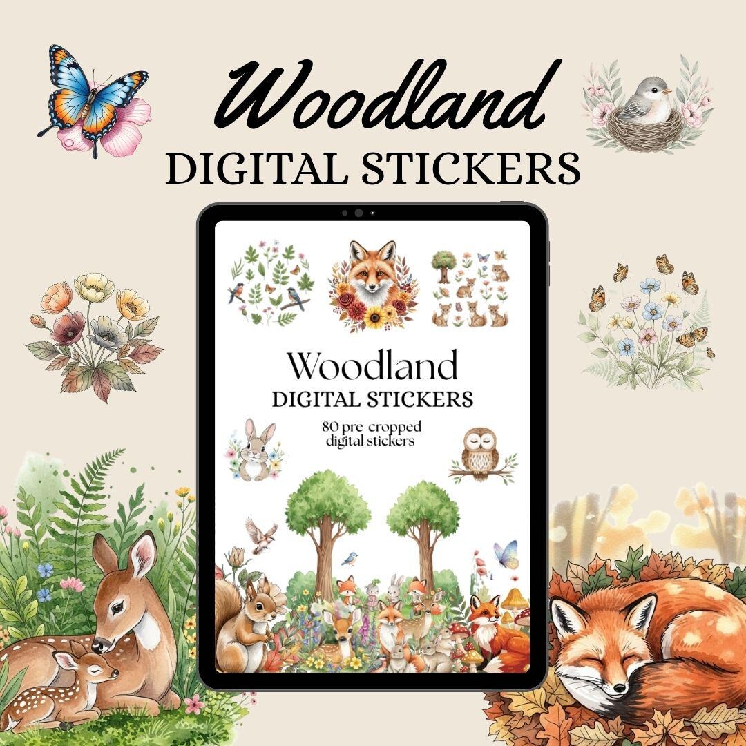 Woodland Animals Digital Sticker Set | Planner, Journal (PNG) - Etsy