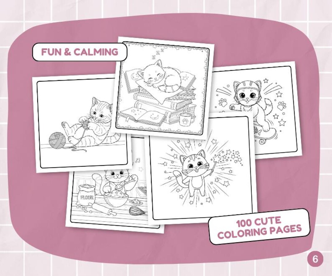 Cute Cat Coloring Page With Playful Feline Outline for Fun Creative ...