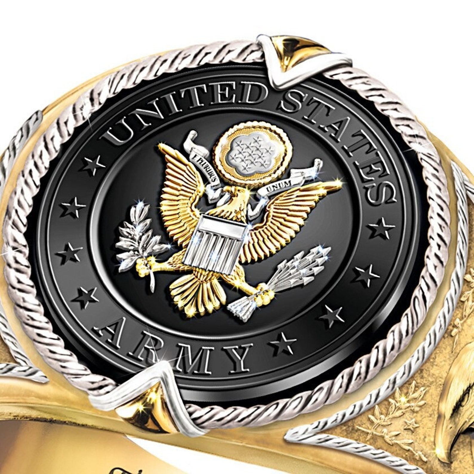 US Military Army Ring Eagle Medal Gold This We'll Defend - Etsy