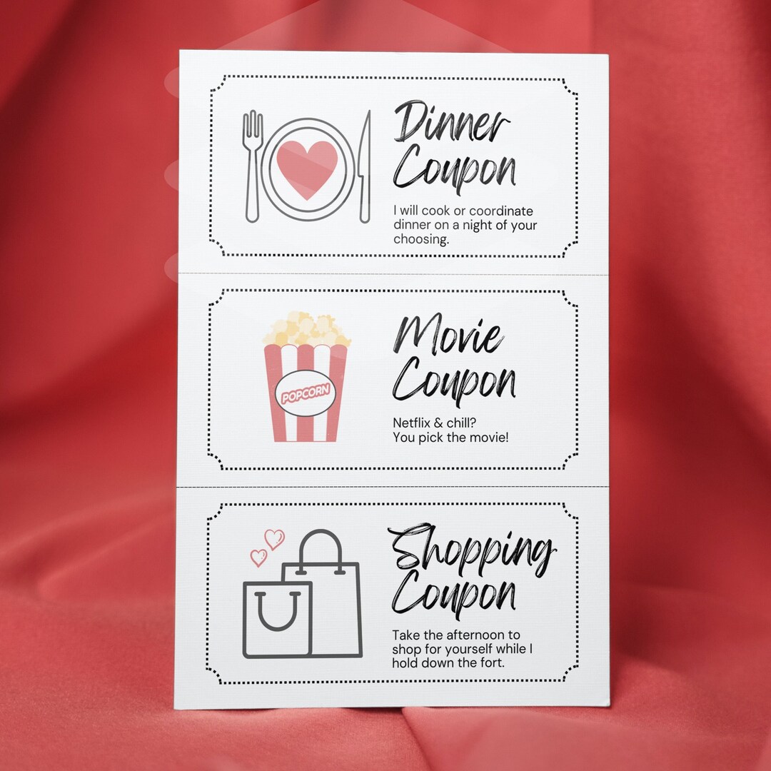 Last Minute, Print at Home Valentine Gift Valentines Coupons, Last ...