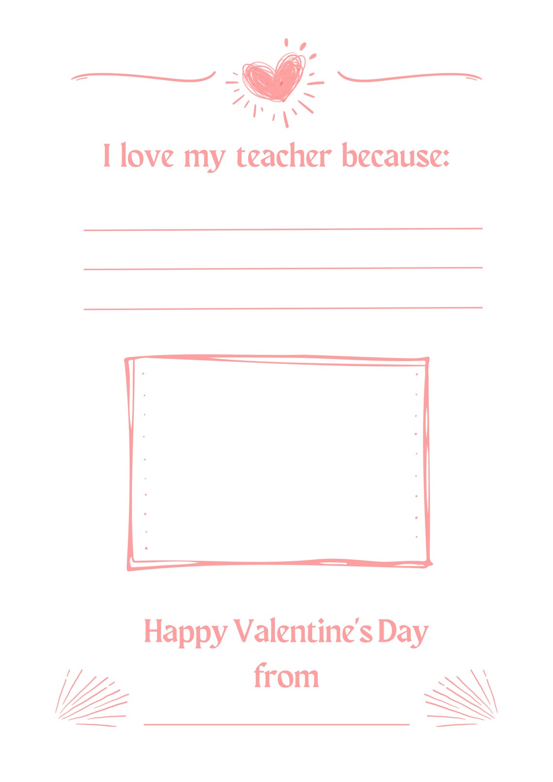 LOW INK - Printable Teacher Valentine Card, Instant Download, Print at ...