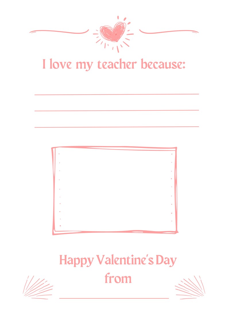 LOW INK - Printable Teacher Valentine Card, Instant Download, Print at ...