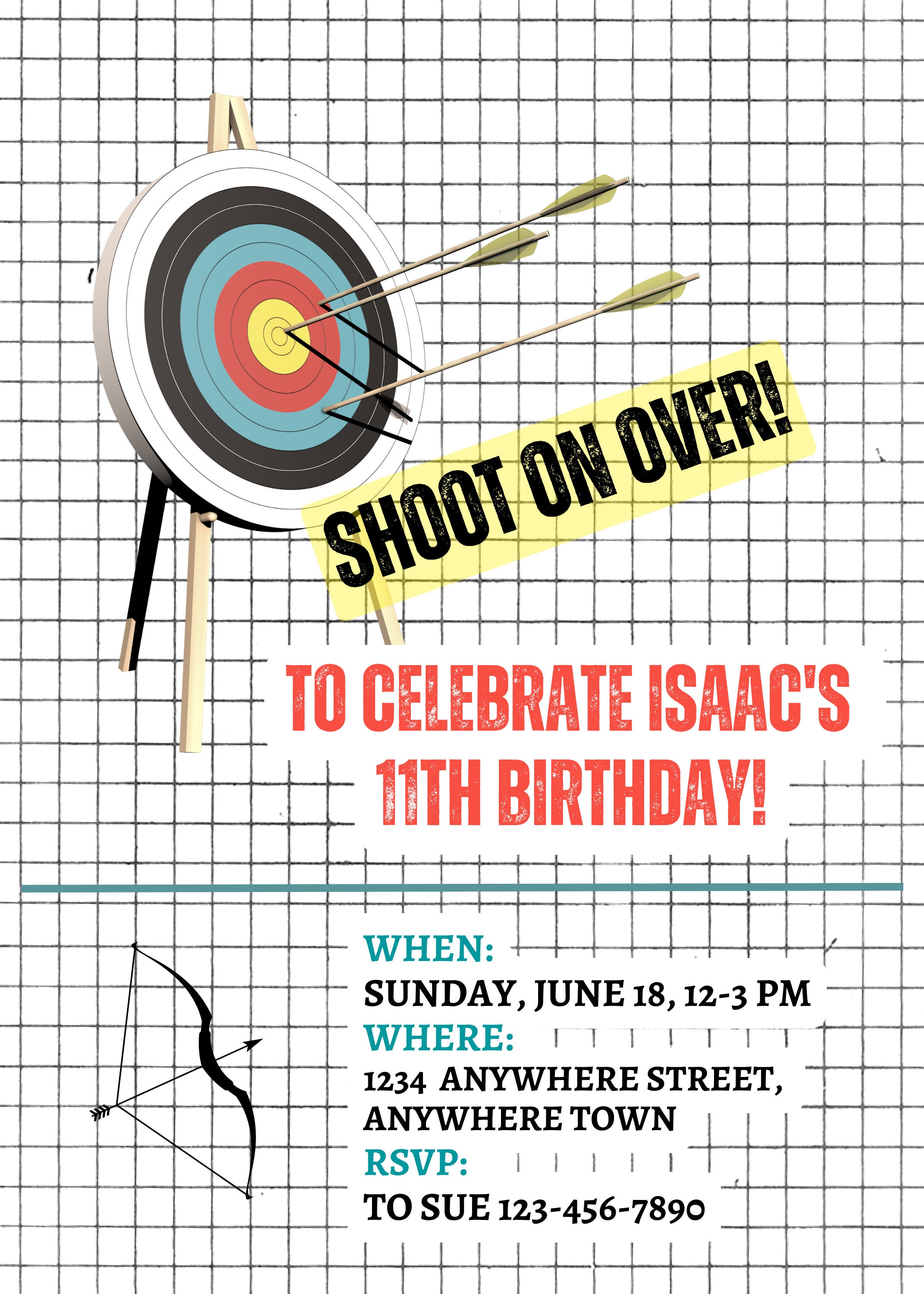 LOW INK - Archery Party Invitation, Archery Invite, Target, Bow & Arrow ...