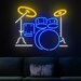 Drum Set Neon Sign, Drums Neon Sign, Drum Kit Neon Sign, Drummer Neon ...