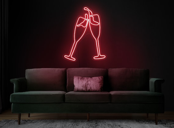 Champagne Neon Sign Alcohol Neon Sign Alcohol Neon Light | Etsy