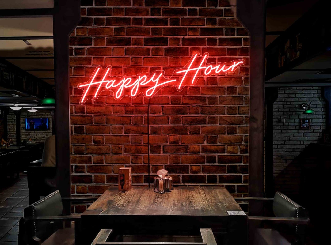 Happy Hour Neon Sign, Happy Hour Led Sign, Happy Hour Sign, Bar Neon ...