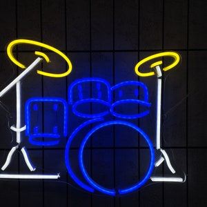 Drum Set Neon Sign, Drums Neon Sign, Drum Kit Neon Sign, Drummer Neon ...